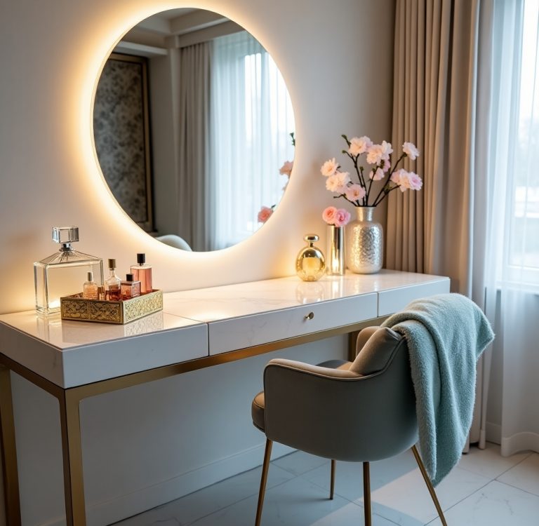 How to decorate a modern vanity table on a budget