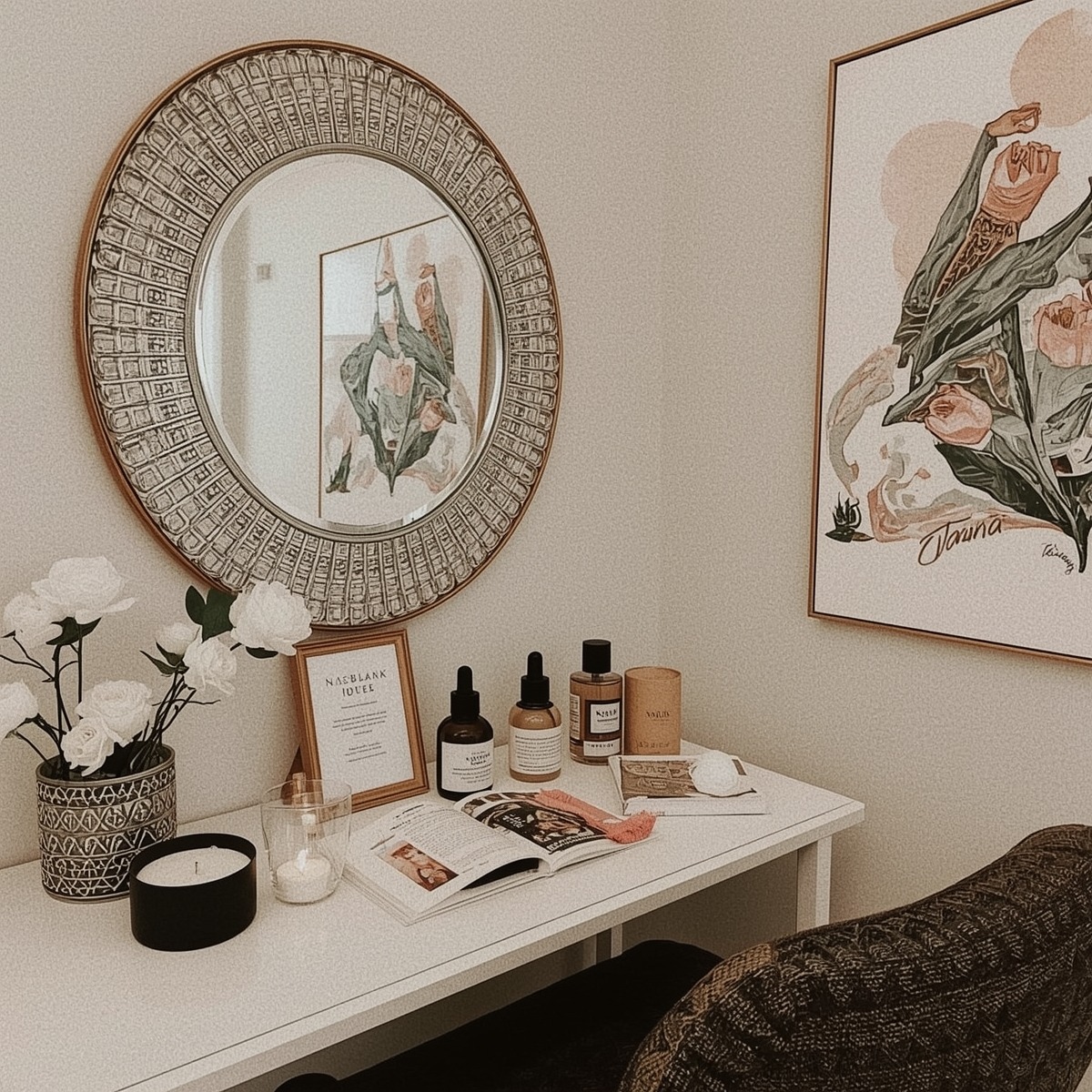 How to decorate a modern vanity table on a budget